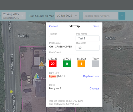 Deactivating and Editing Traps – AgVerdict Help Page